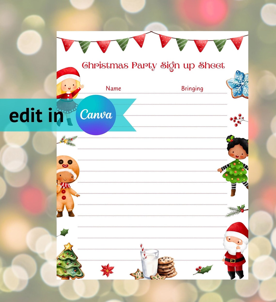 Editable Christmas Party Sign up Sheet - Etsy