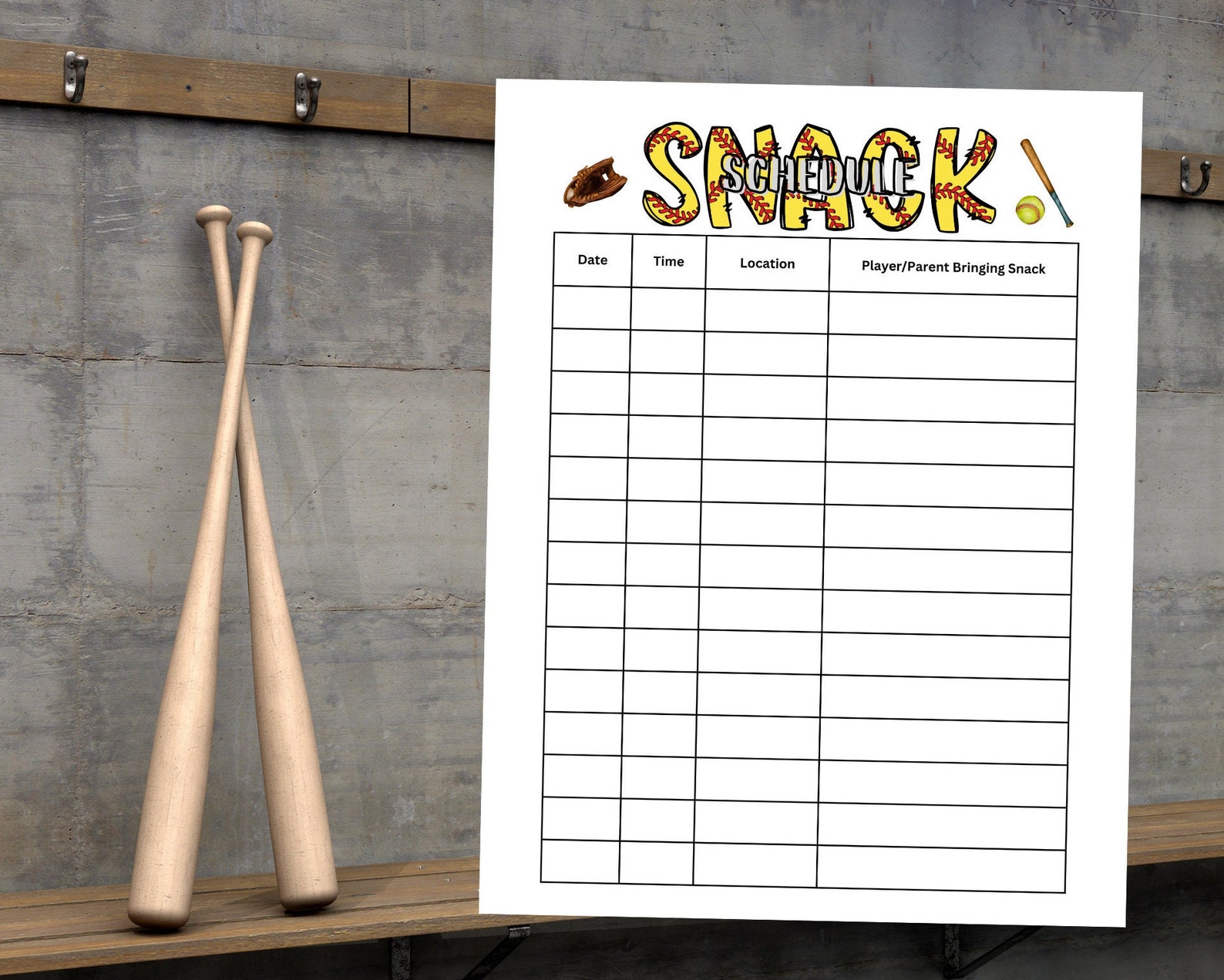 Editable Softball Snack Sign up Sheet, Digital Download - Etsy
