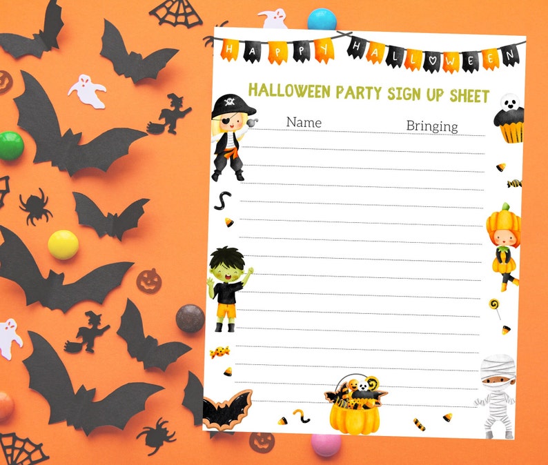 Editable Halloween Party Sign up Sheet - Etsy