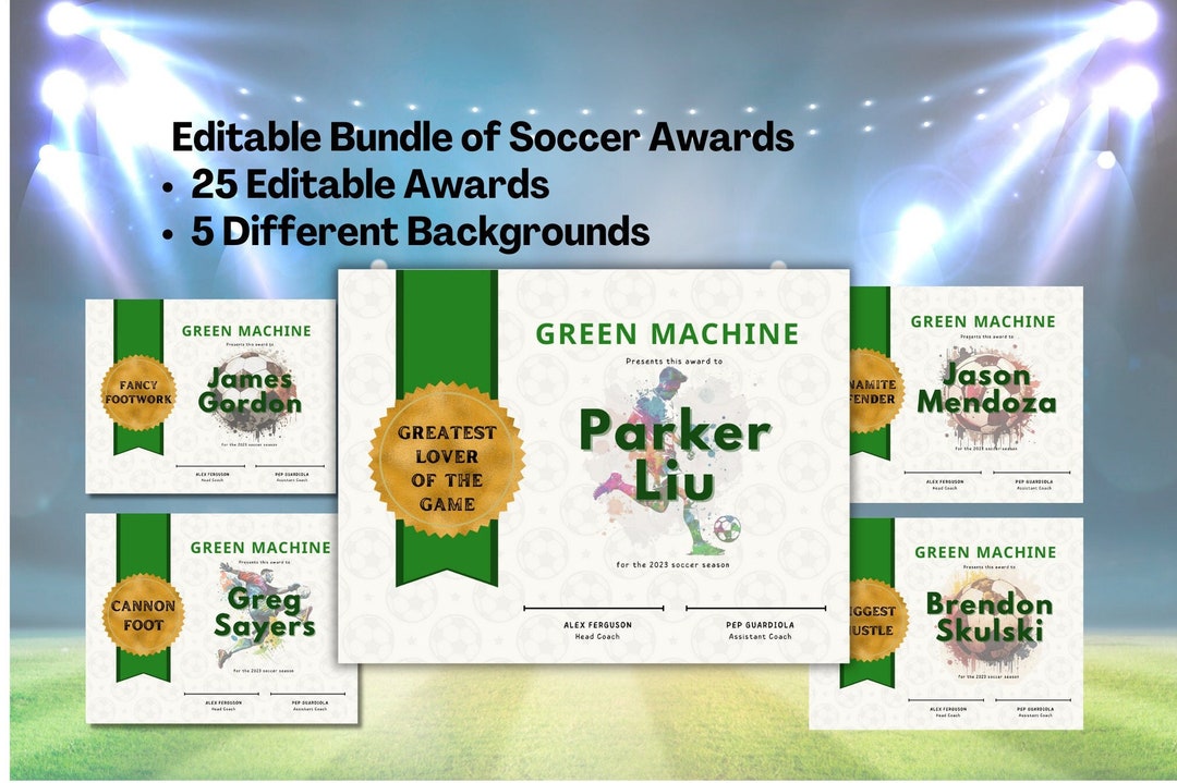 Editable Soccer Award Certificate Bundle - Etsy