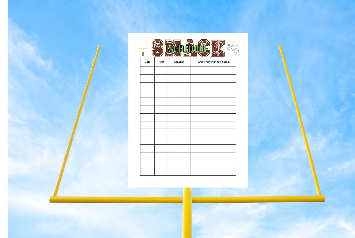Editable Football Snack Sign up Sheet, Digital Download - Etsy