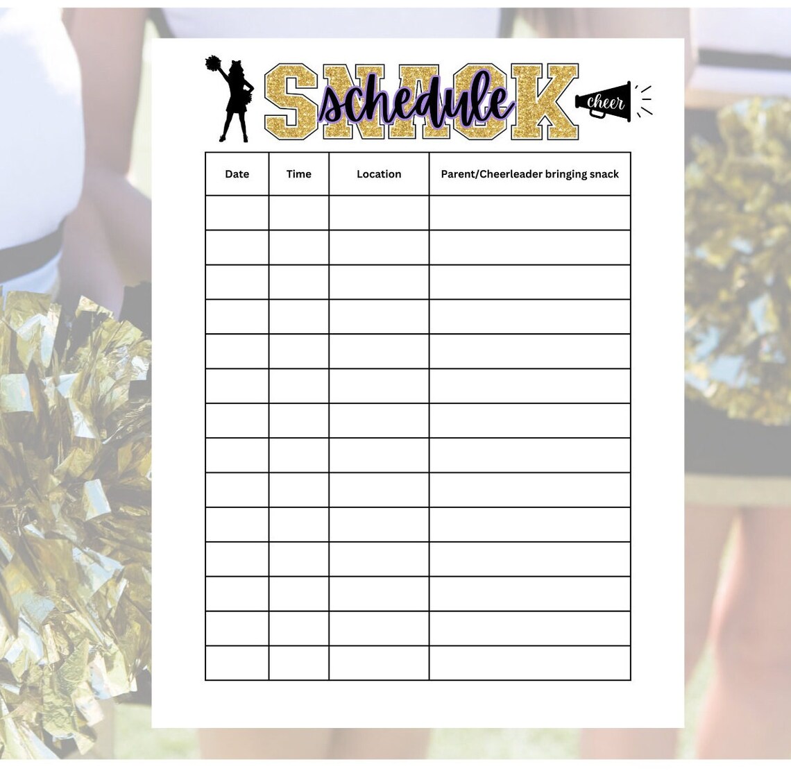 Editable Cheer Snack Sigh up Sheet - Etsy