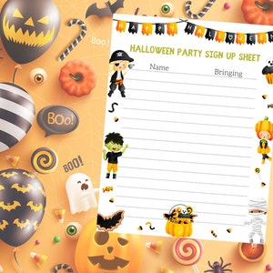 Editable Halloween Party Sign up Sheet - Etsy