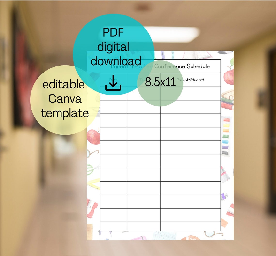 Editable Parent Teacher Conference Sign up Sheet - Etsy