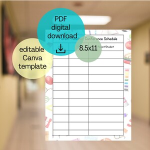 Editable Parent Teacher Conference Sign up Sheet - Etsy