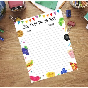 Class Party Sign-up Sheet: Editable Canva Template (PDF Download) - Etsy