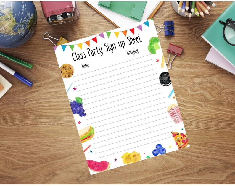 Class Party Sign-up Sheet: Editable Canva Template (PDF Download) - Etsy