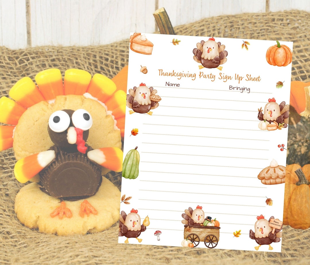Editable Thanksgiving Turkey Party Sign up Sheet - Etsy