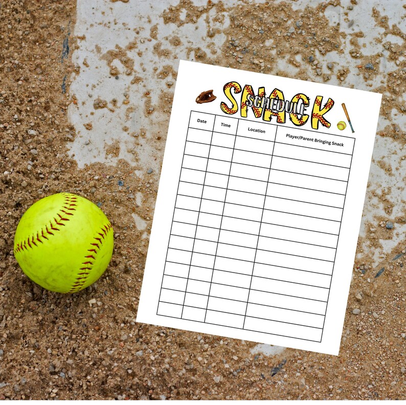 Editable Softball Snack Sign up Sheet, Digital Download - Etsy