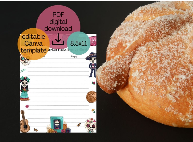 Editable Dia De Los Muertos Sign up Sheet - Etsy