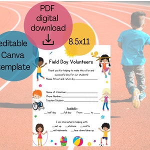 Editable Field Day Sign up Sheet/volunteer Form - Etsy