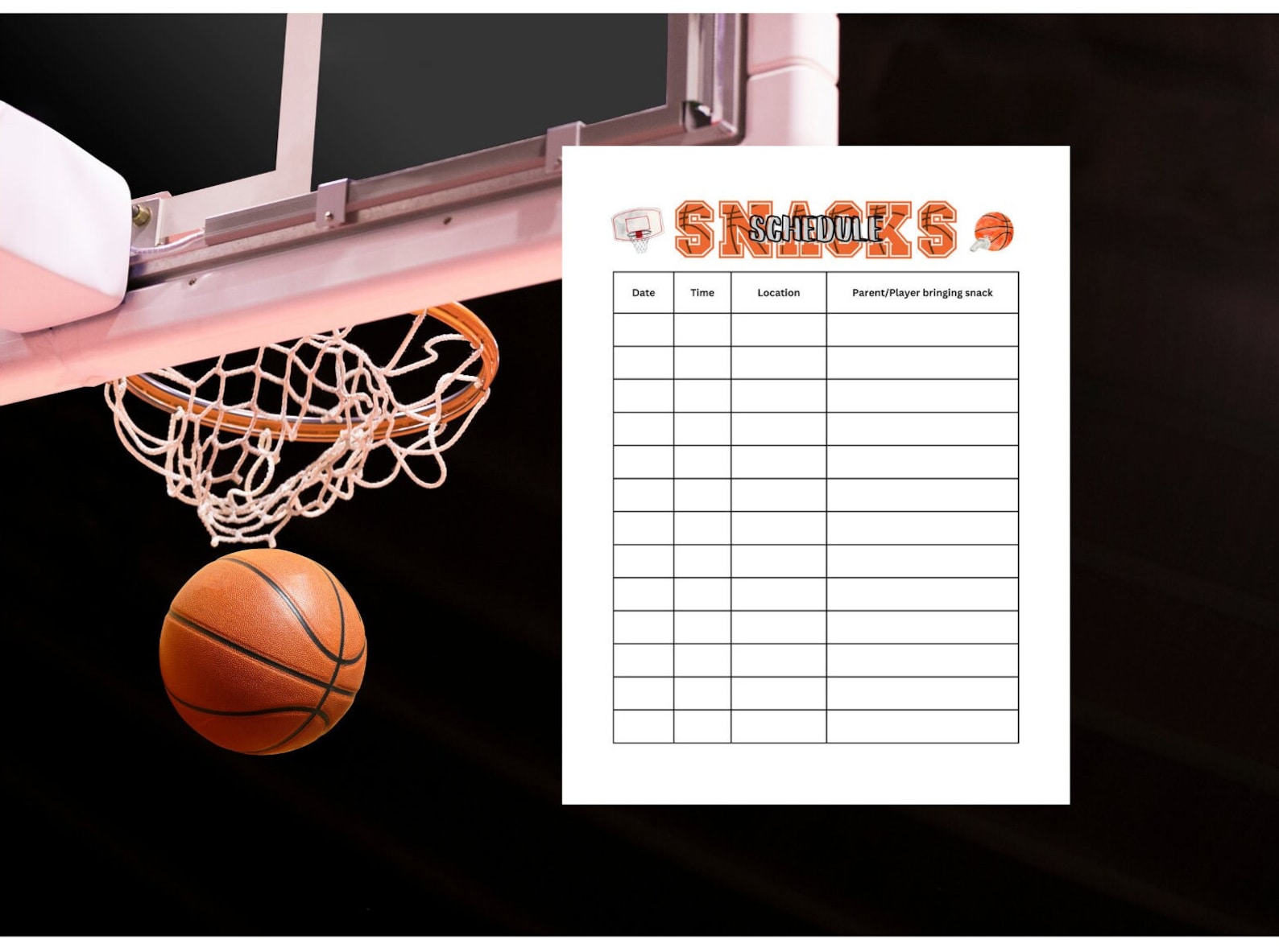 Editable Basketball Snack Sign up Sheet - Etsy