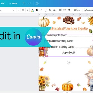 Editable Fall/harvest Party/volunteer Sign up Sheet - Etsy