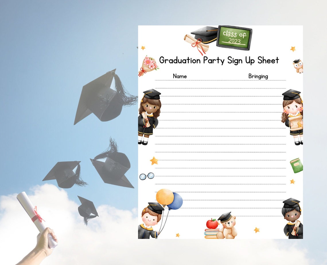 Editable Graduation Party Sign up Sheet - Etsy
