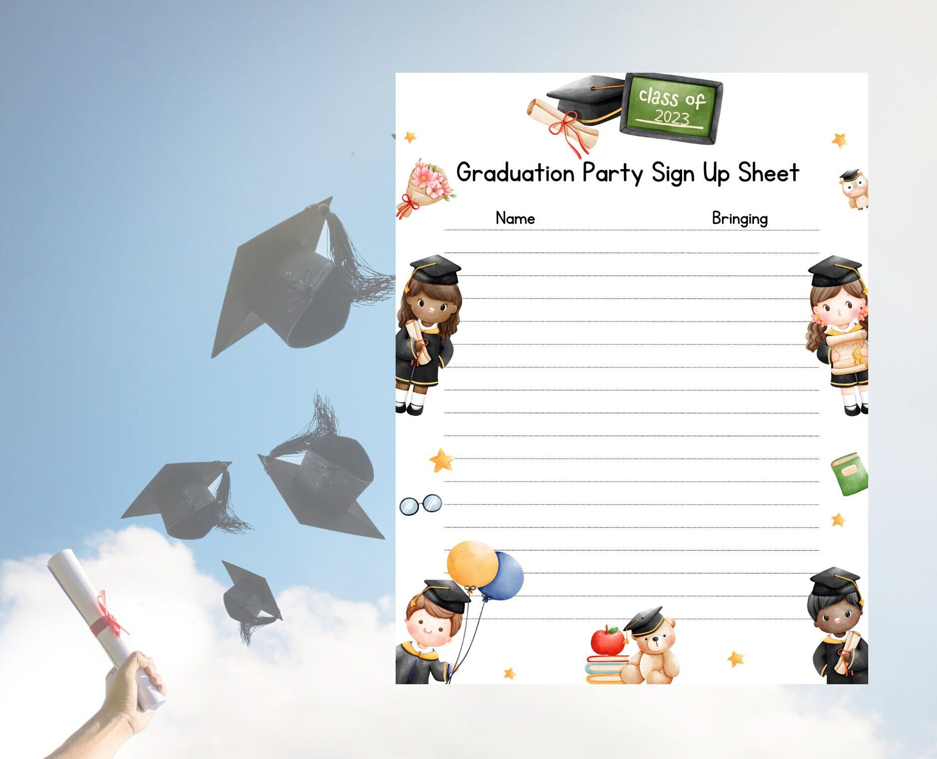 Editable Graduation Party Sign up Sheet - Etsy