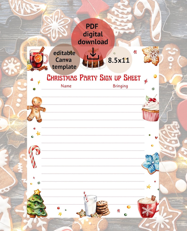 Editable Christmas Party Sign up Template - Etsy
