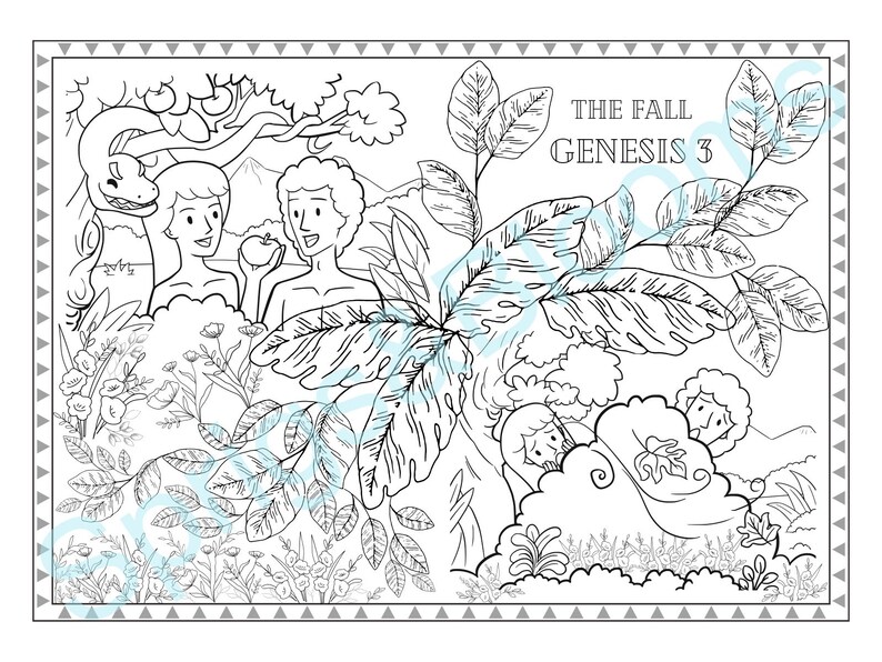 Bible Story: Color & Read - the Fall - Etsy