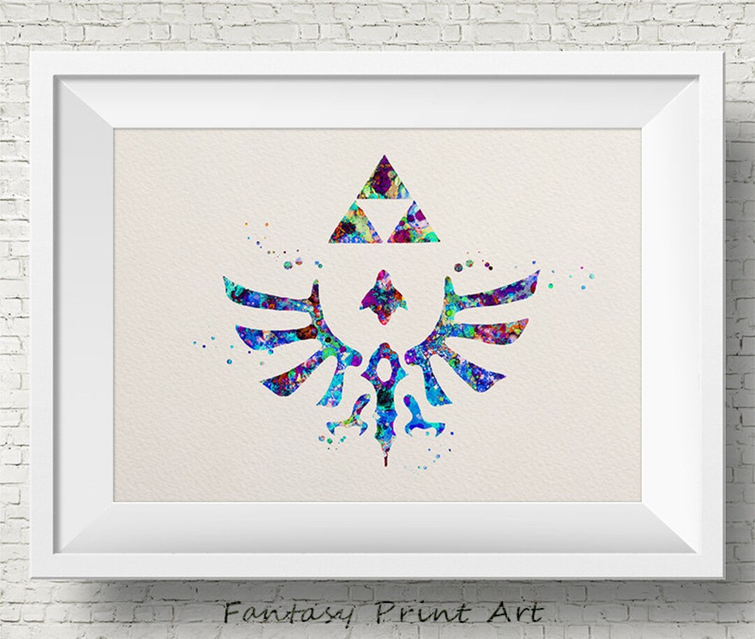 Hyrule Crest Legend of Zelda Modern Link Watercolor - Etsy