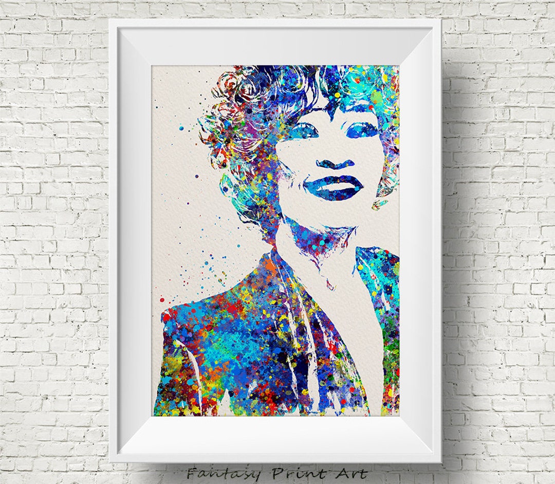 Whitney Houston Watercolor Print Wall Hanging Giclee Wall Print Home ...