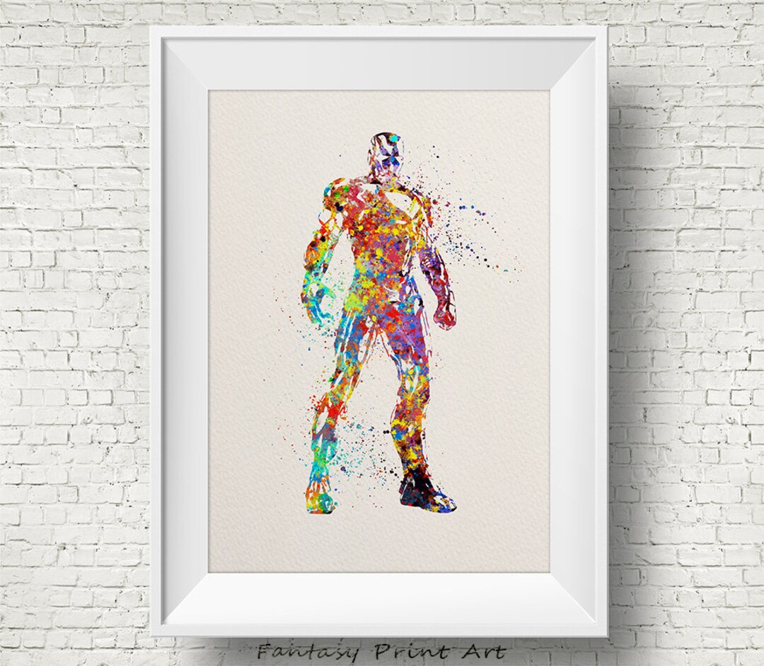 Avengers Iron Man Watercolor Painting Wall Art Wall Decor Art Home ...