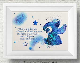 STITCH Print Quote Ohana Means Lilo and Stitch Disney - Etsy