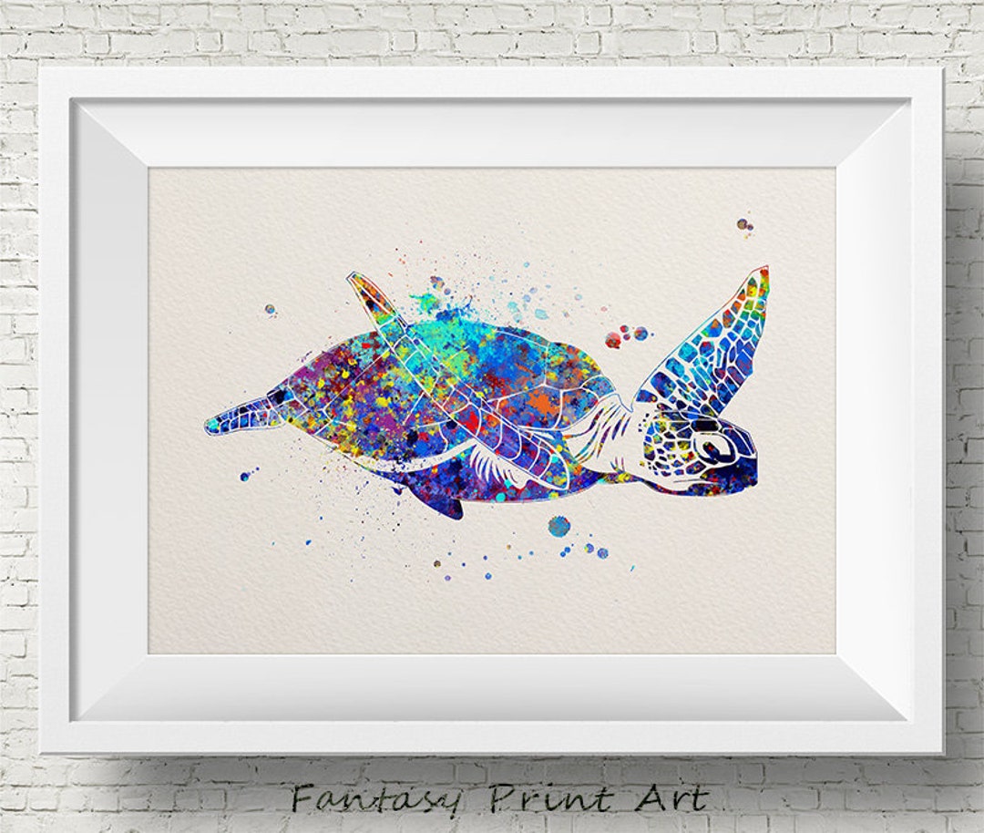 Sea Turtle Colorfulposter Sea Turtle Print Watercolor Poster Green ...