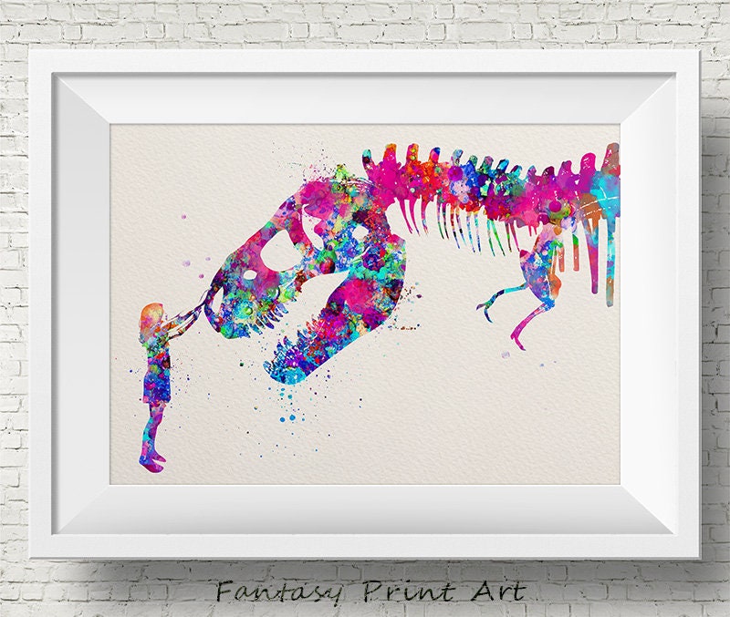 Dinosaur T-rex and Annie 1, Dinosaur Print, Dinosaur Bones, Pink Kids ...