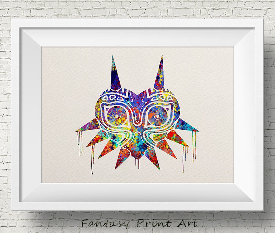 Legend of Zelda Majoras 1 Mask Art Print, Watercolor Poster, Home Wall ...