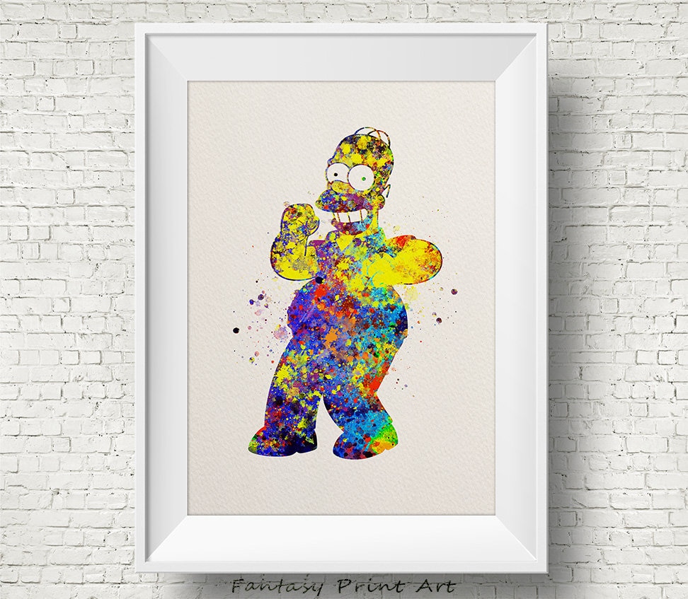 The Simpsons Homer Aquarell Illustration Kunstdruck, Die Simpsons Kunst ...