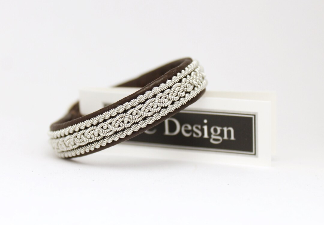 Sami Bracelet SVAL Made From Reindeer Leather and Pewter Wire, Handmade ...