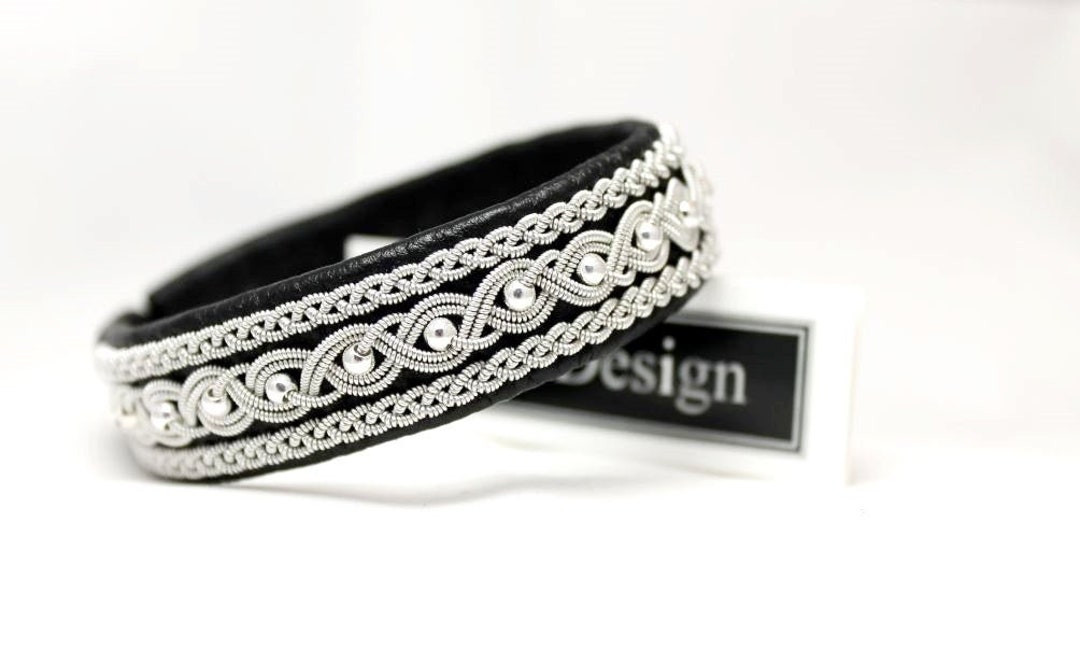 Sami Bracelet NANNA Handmade With Genuine Leather, Tin Wire Braids With ...