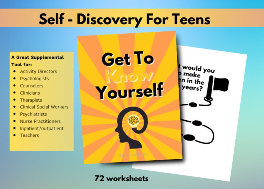 Teens Therapy Worksheets for Mental Health A Fun Self Reflection ...