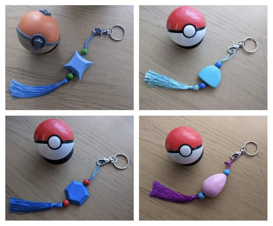 Shiny, Catching, Oval and Exp Cham Accessory Keychain Set Pokémon ...
