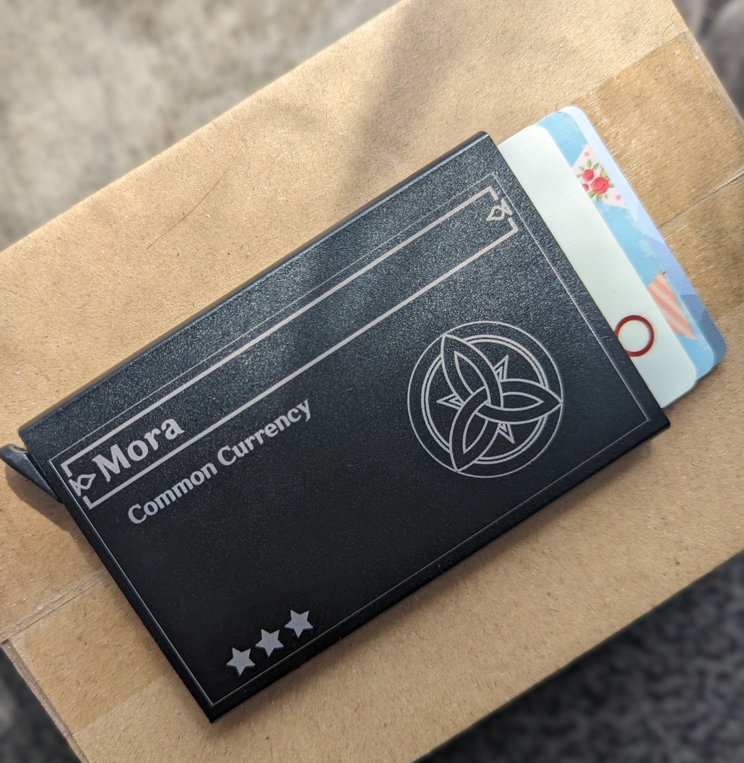Laser Engraved Metal Card Wallet - Genshin Impact Inspired Mora Design ...