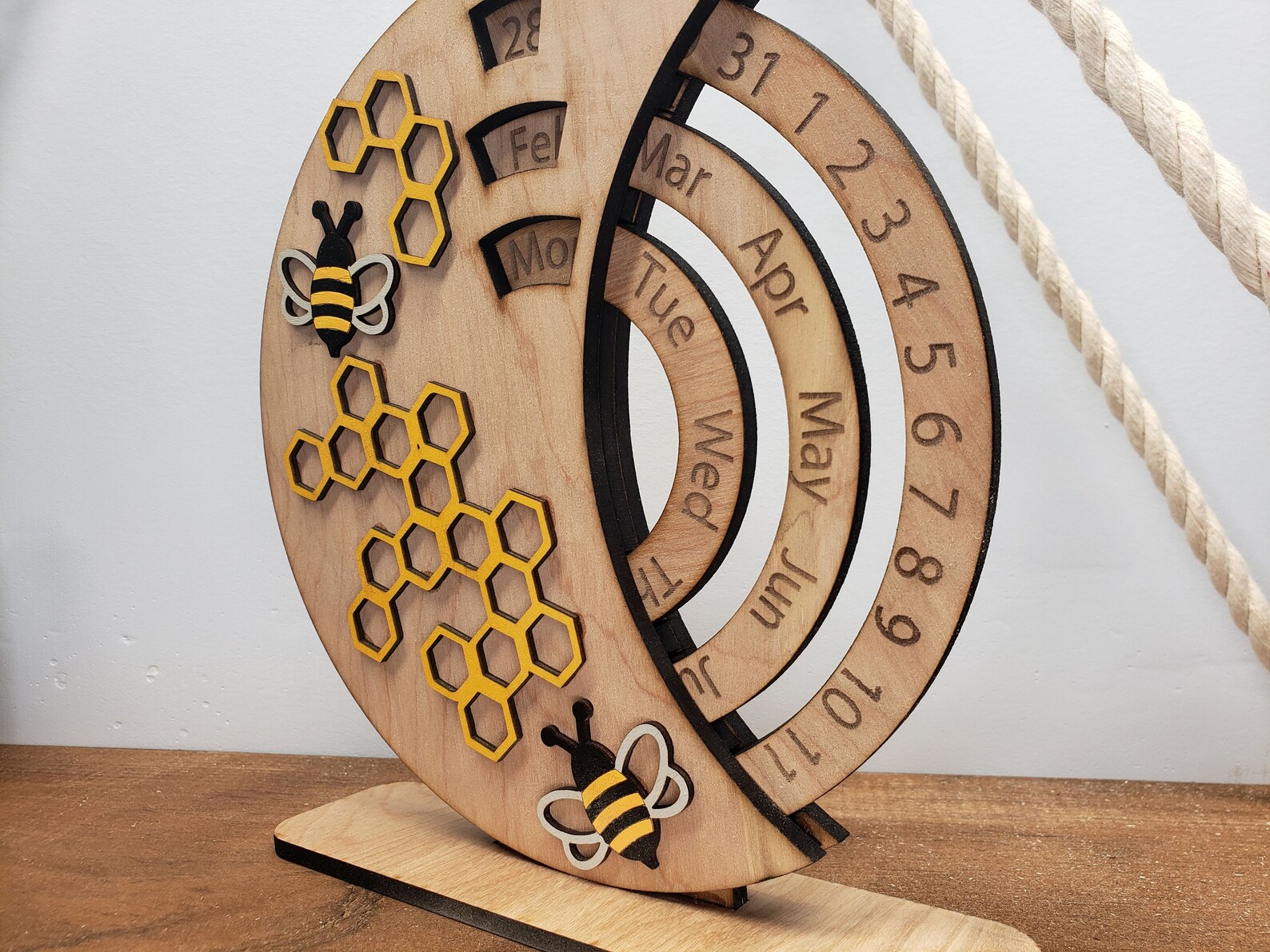 Wood Perpetual Calendar Honeycomb Bumblebee Calendar - Etsy