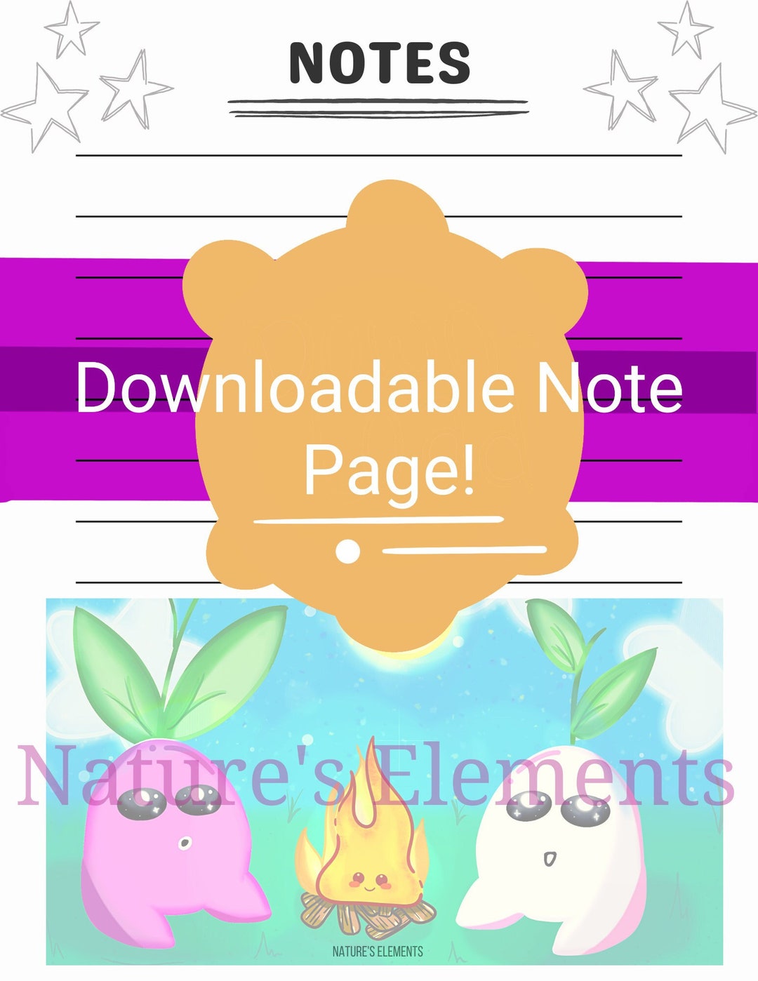 Natur Geist Notiz Seite - Digital Download - Kawaii Niedlich Stationär ...