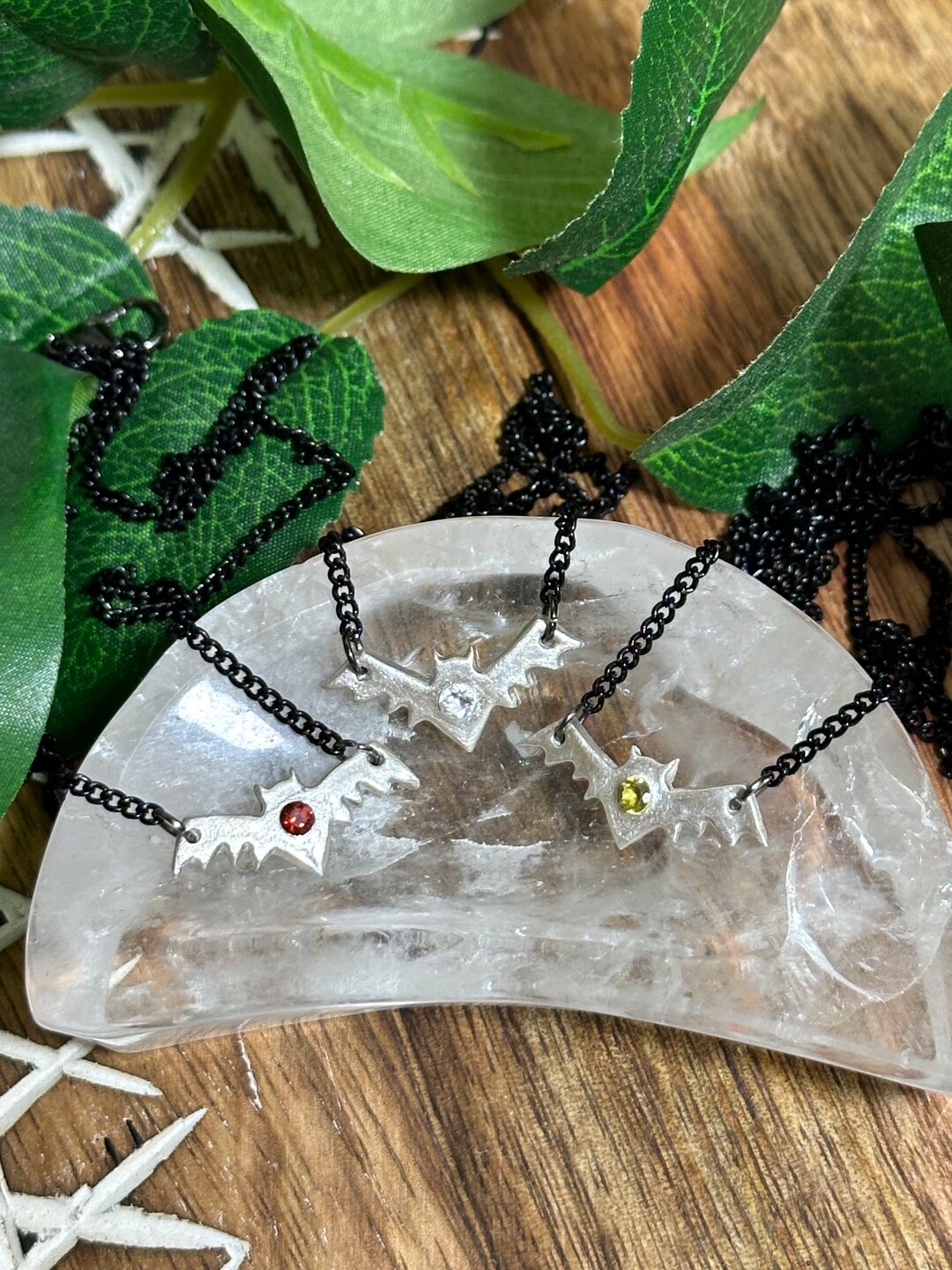 999 Solid Silver Bat Necklace: Gemstone Healing Pendant - Etsy
