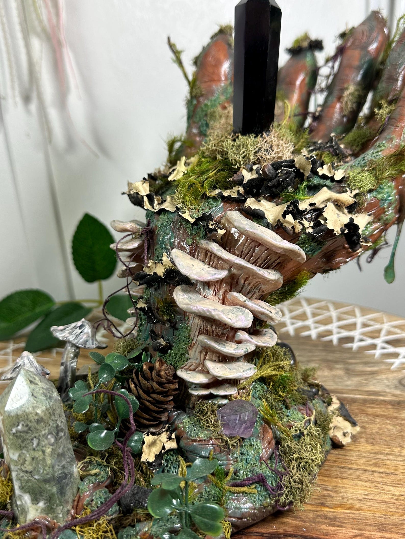 Gaia Hand Sculpture: Crystal & Moss Earth Art Decor - Etsy