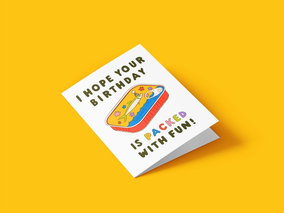 Birthday Card - Packed With Fun Sardines - Cute Punny Birthday Card ...