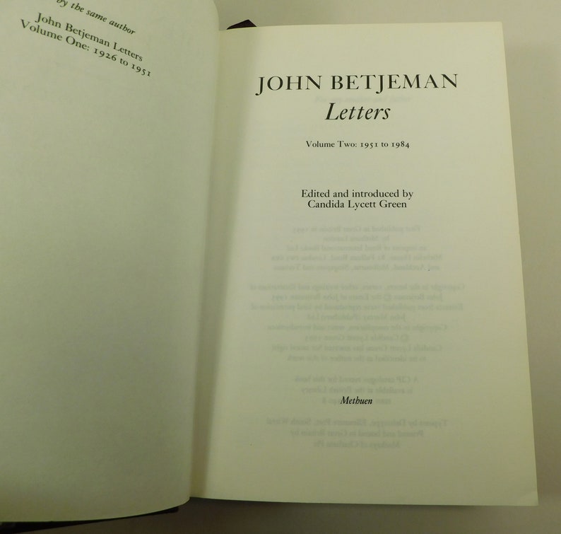 John Betjeman Letters Volume Two 1951-1984 First Edition Book ...
