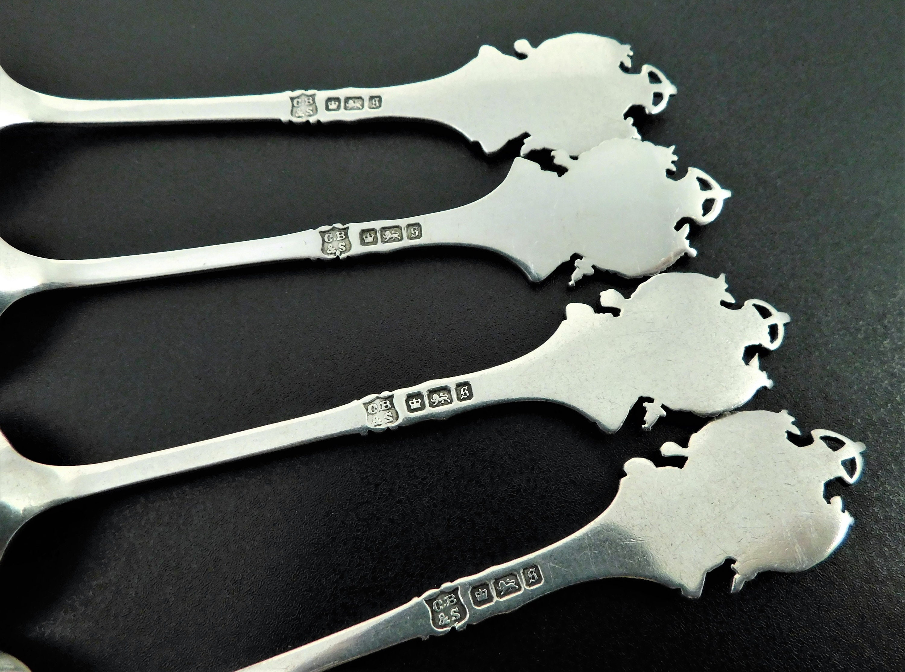 4x Antique Solid Silver British Army London Rifle Brigade Armorial ...