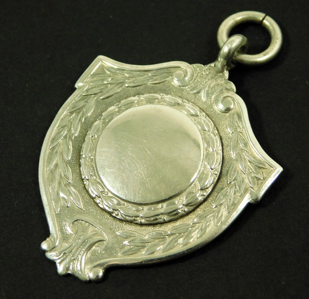 Vintage Sterling Silver Pocket Watch Chain Fob Medal Fenton 1938 ...