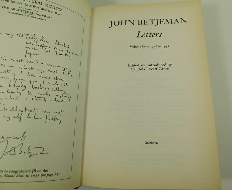 John Betjeman Letters Volume One 1926-1951 First Edition Book ...