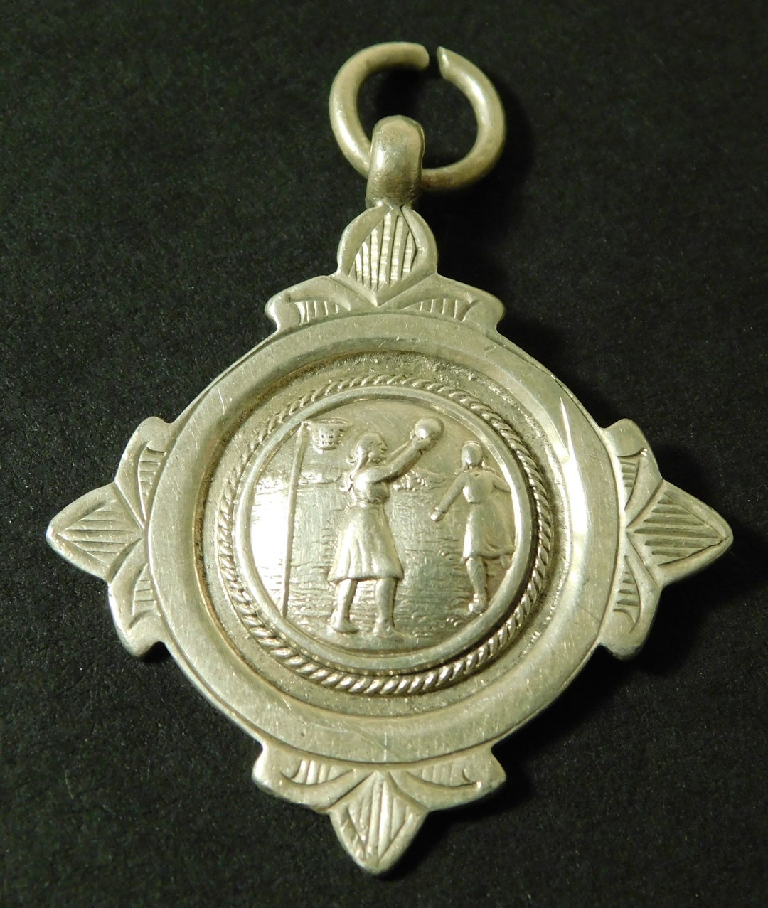Vintage Sterling Silver Netball Prize Watch Fob or Medal 1933 ...
