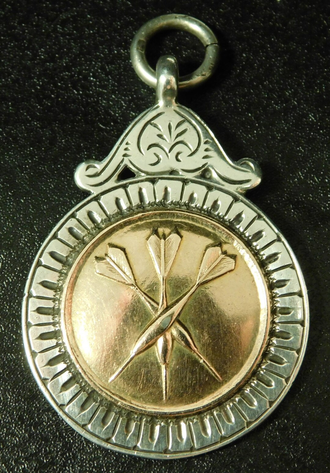 Vintage Solid Sterling Silver Darts Winners Medal Pocket Watch Chain ...