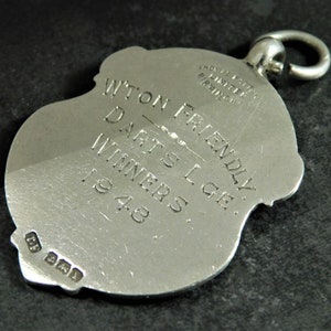 Vintage Solid Silver Darts Design Pocket Watch Chain Medal Fob ...