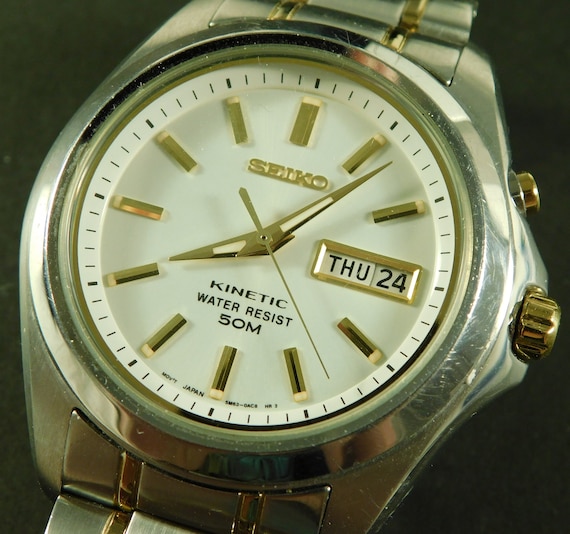 Working Seiko Mans Kinetic Day Date Wristwatch 5M63 0… - Gem