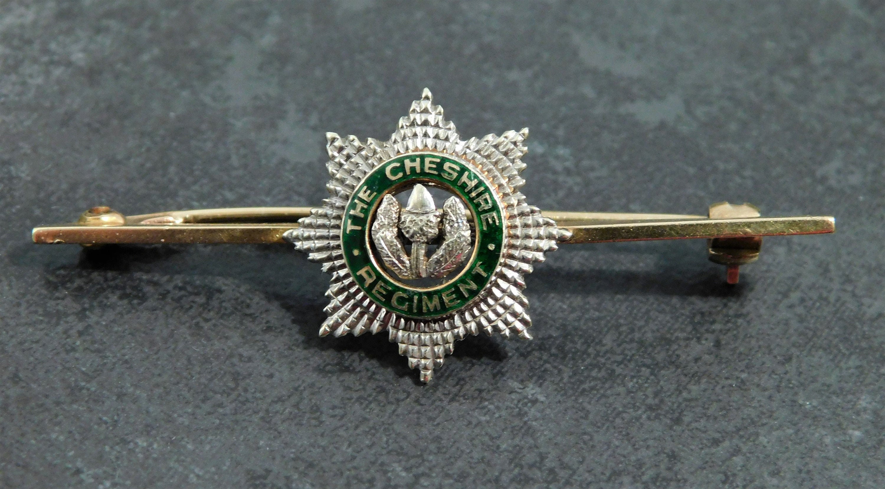 Vintage WW2 9ct Gold Enamel Military Sweetheart Broach Brooch Cheshire ...
