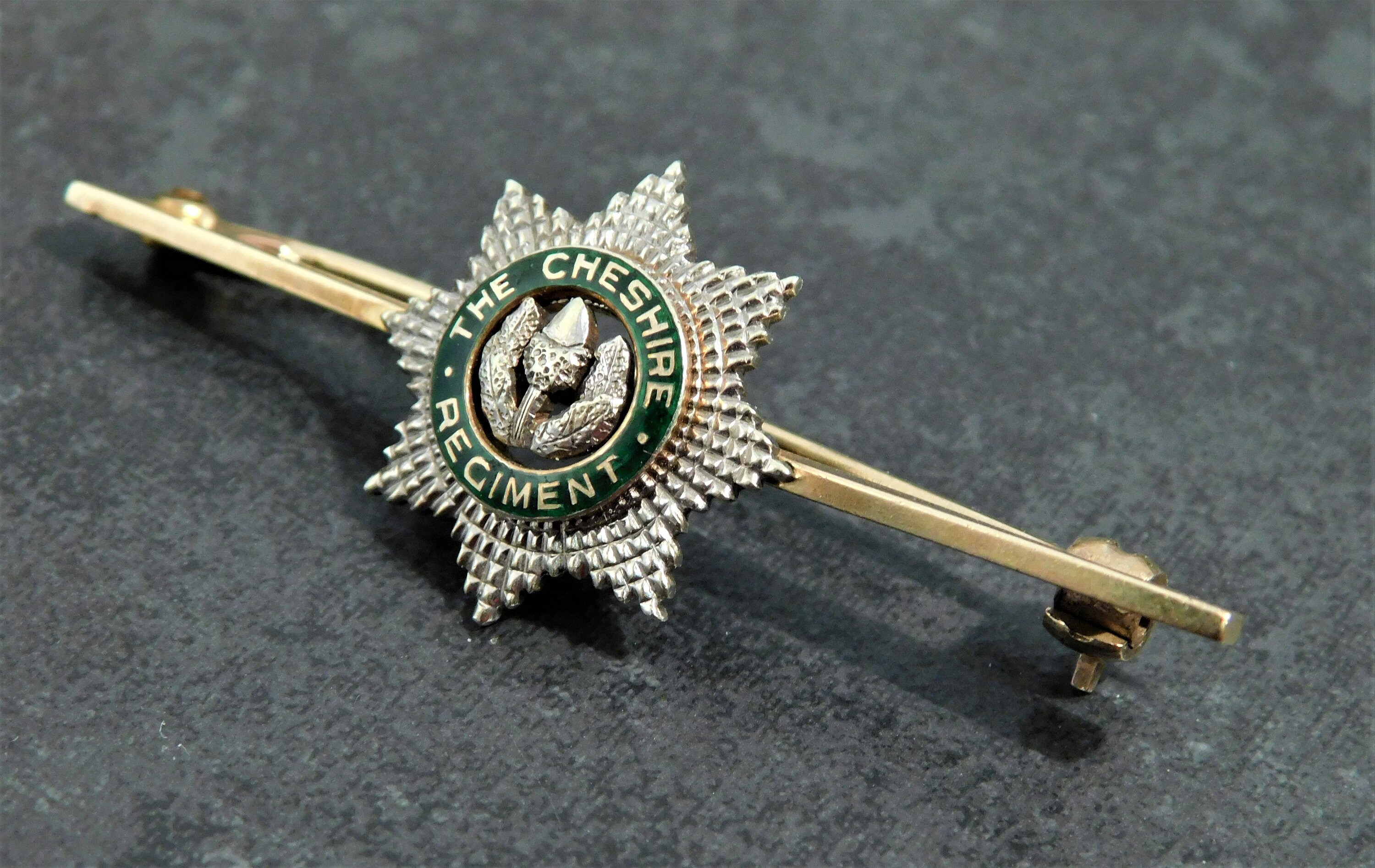 Vintage WW2 9ct Gold Enamel Military Sweetheart Broach Brooch Cheshire ...