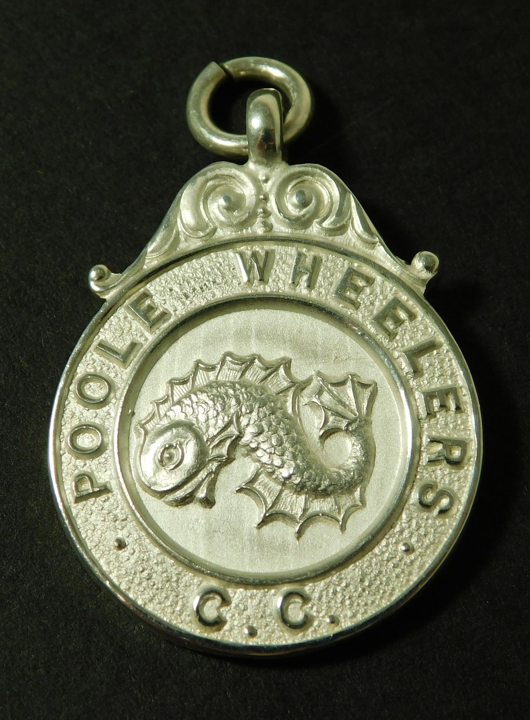 Poole Wheelers Cycling Vintage Solid Silver Pocket Watch Medal Fob 1957 ...